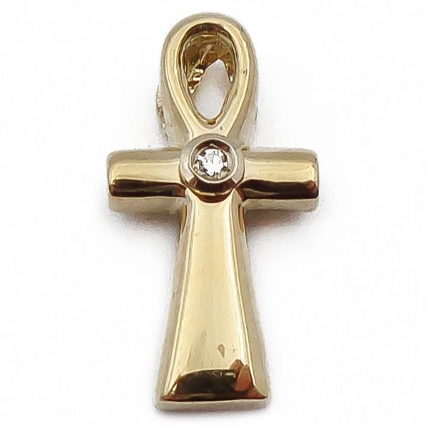 18K ankh-risti timantilla 0,01 ct - Kultatukku.fi